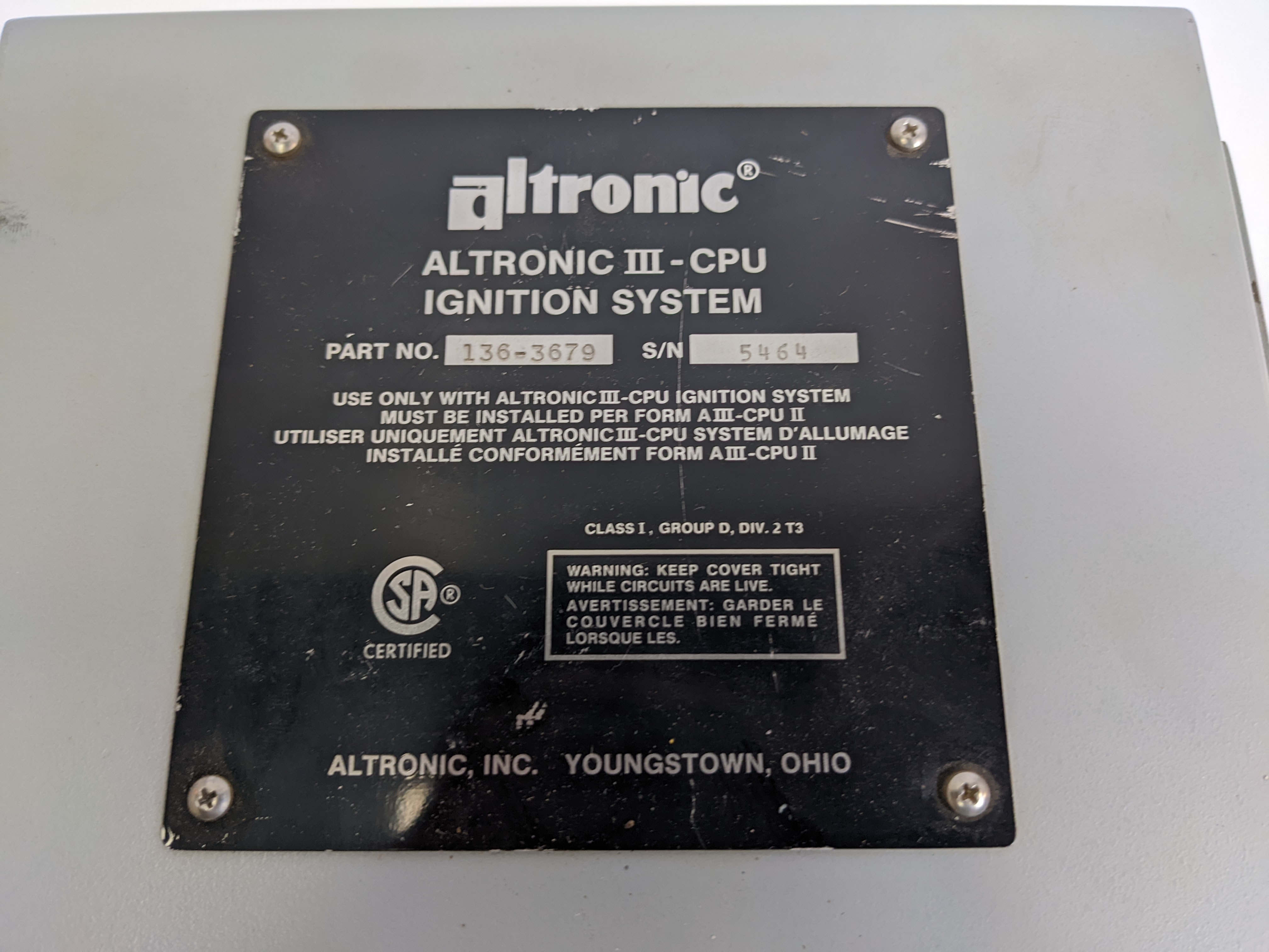 Altronic 136-3679, CATERPILLAR BOX AS-CTRL, 1363679